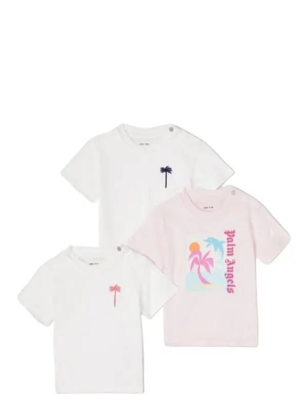 Palm Angels Logo-print Cotton T-shirt Set - White