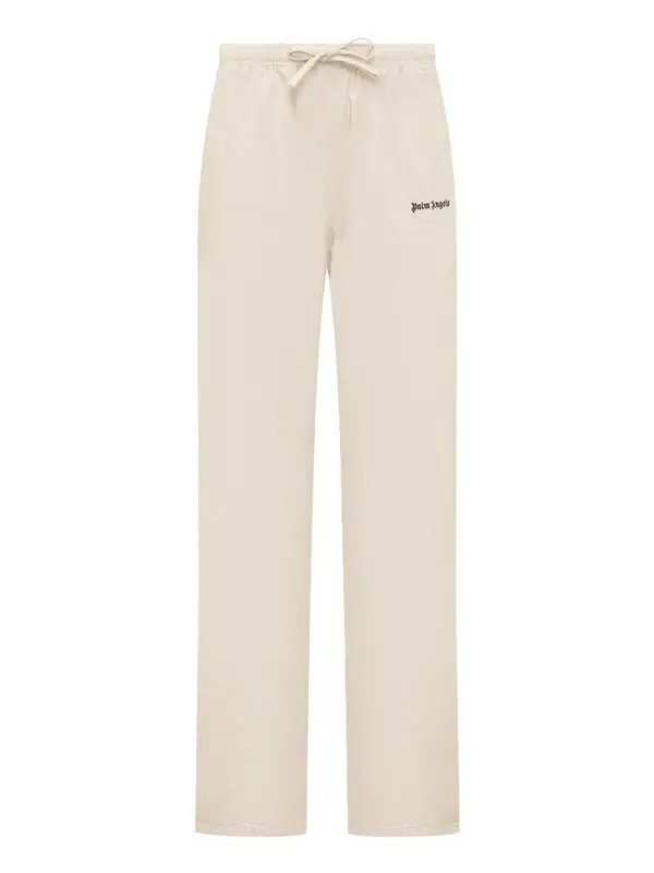 Palm Angels Logo Embroidered Drawstring Trousers - White