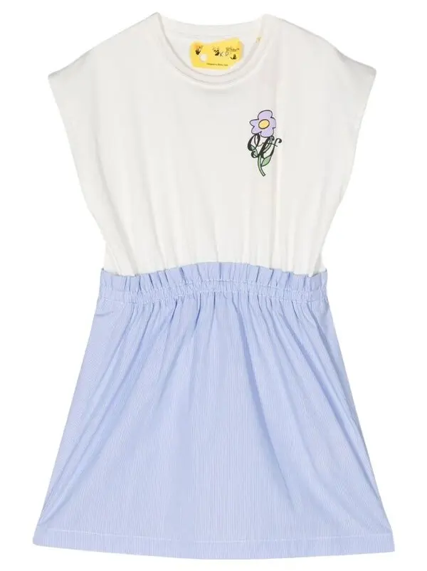 Off-White Graphic Print Sleeveless Dress - Blue