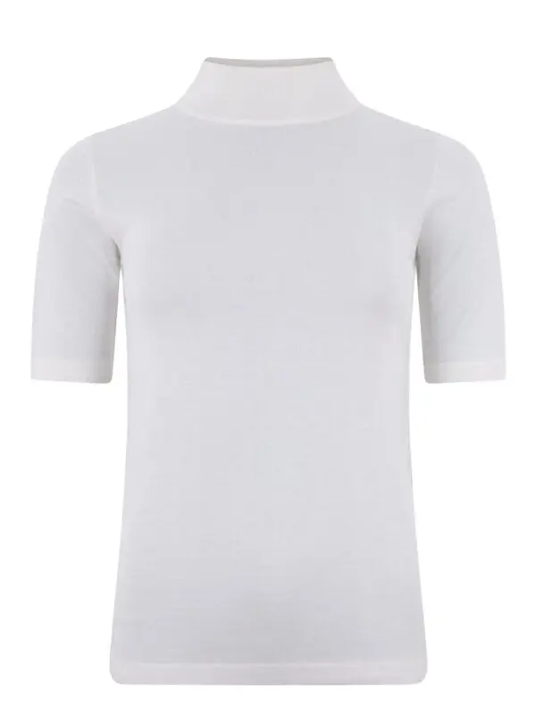 Brunello Cucinelli Short-sleeved High-neck Knit Top - White