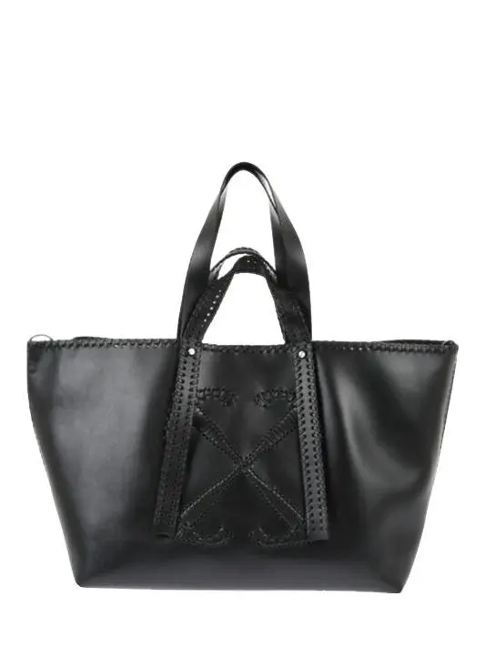 Off-White Leather Tote Bag - Black