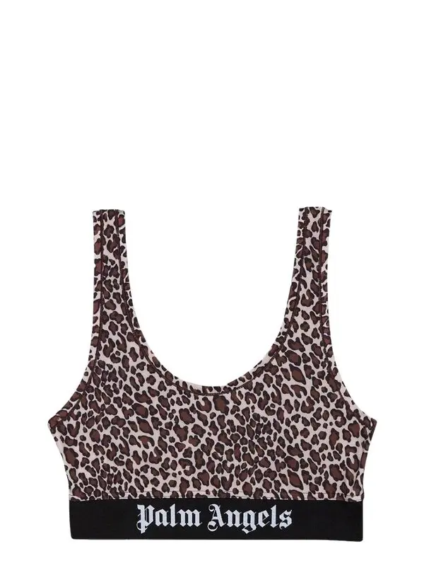 Palm Angels Leopard Print Sports Bra - Black