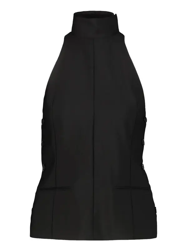 THE ROW Corine Sleeveless High Collar Vest - Black