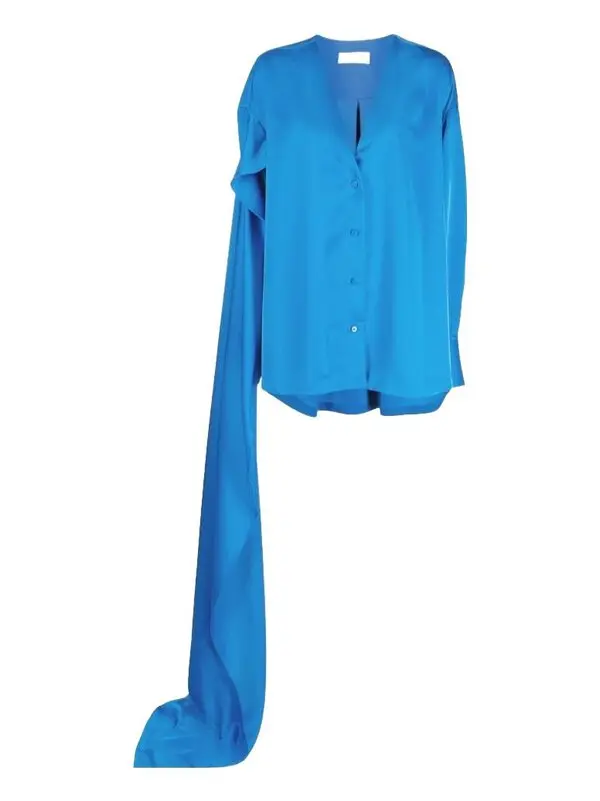 Attico V-neck Long-sleeve Shirt With Pendant Detail - Blue