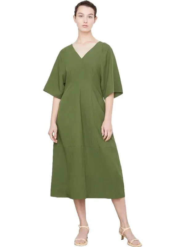 Vince Short-sleeve V-neck Dress - Green