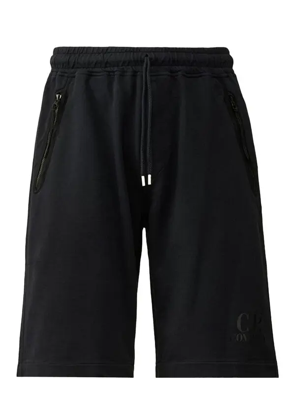 C.P. COMPANY Cotton Fleece Shorts With Drawstring Waist - Black