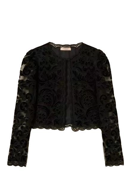 TWINSET Embroidered Scalloped Hem Cardigan - Black