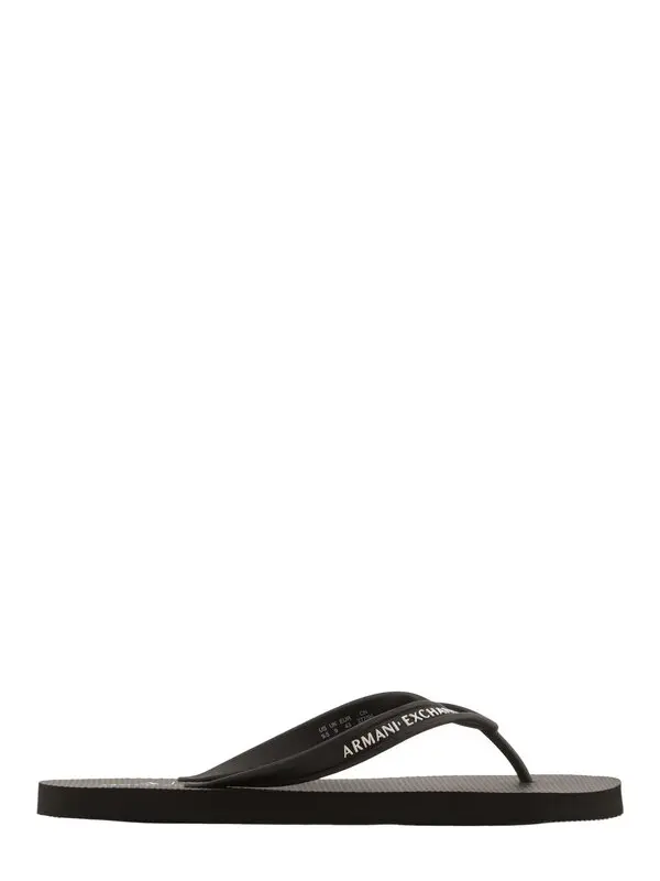 Armani Exchange Logo Flip Flops - Black