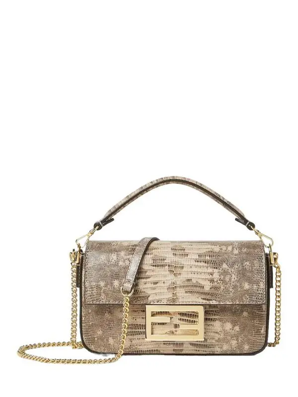 Fendi Baguette Mini Bag With Magnetic Clasp And Gold-plated Hardware - Nude