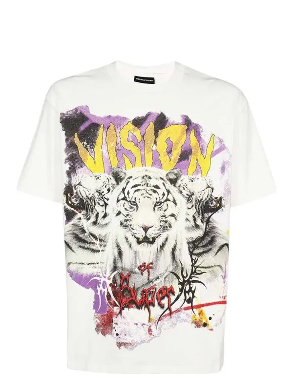 VISION OF SUPER Graphic-print Cotton T-shirt - White