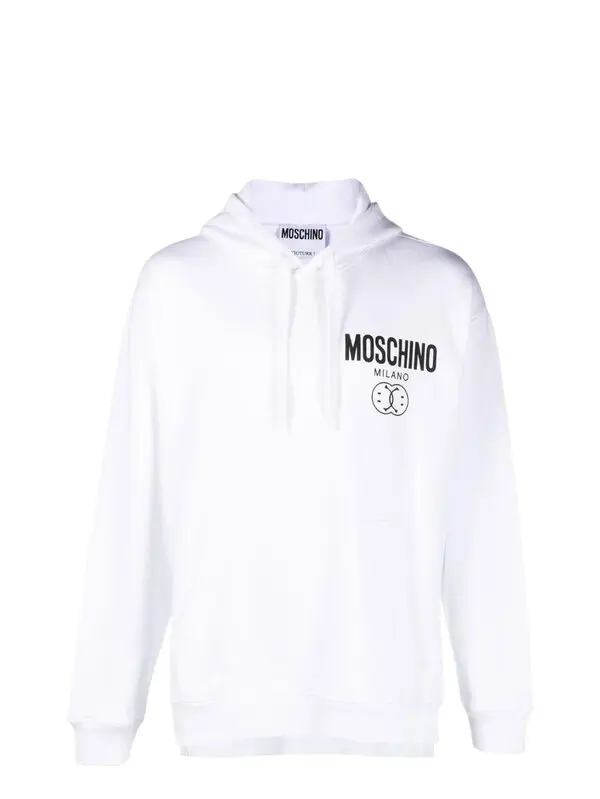 Moschino Smiley Logo Drawstring Hoodie - White