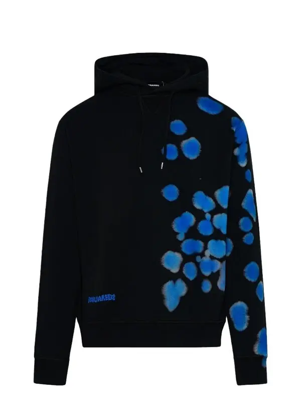 Dsquared2 Dye-print Cotton Hoodie - Black