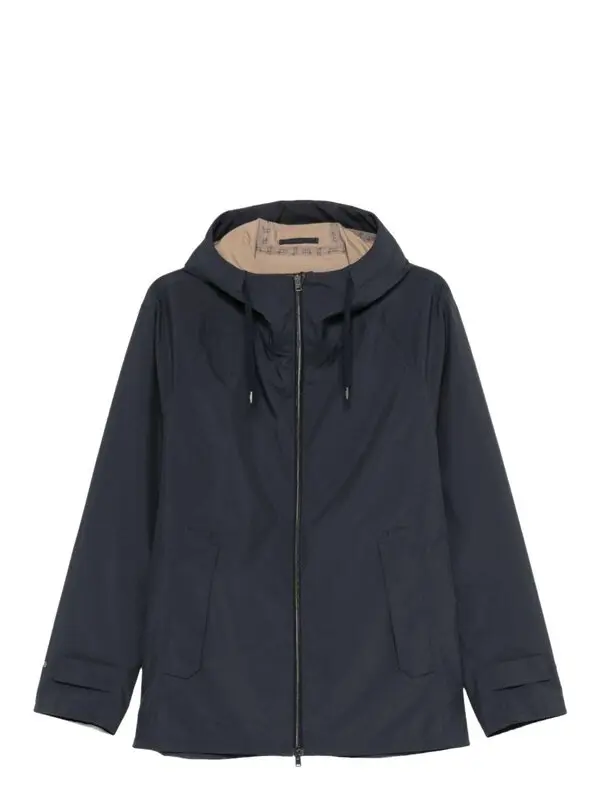 Herno Hooded Jacket With Two-way Zipper And Flap Pockets - Blue