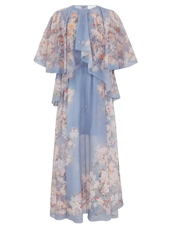Zimmermann Floral-print Ruffled Maxi Dress - Gray