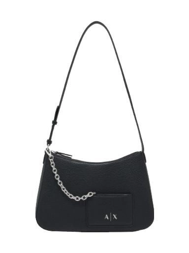 Armani Exchange Textured Grain Crossbody Bag With Chain Detail - Black