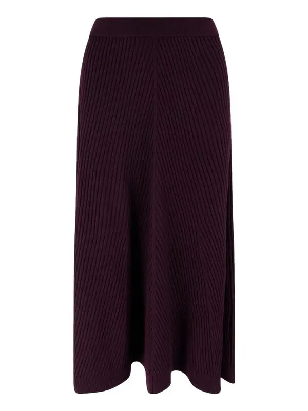 Victoria Beckham Ribbed Knit Midi Skirt - Black