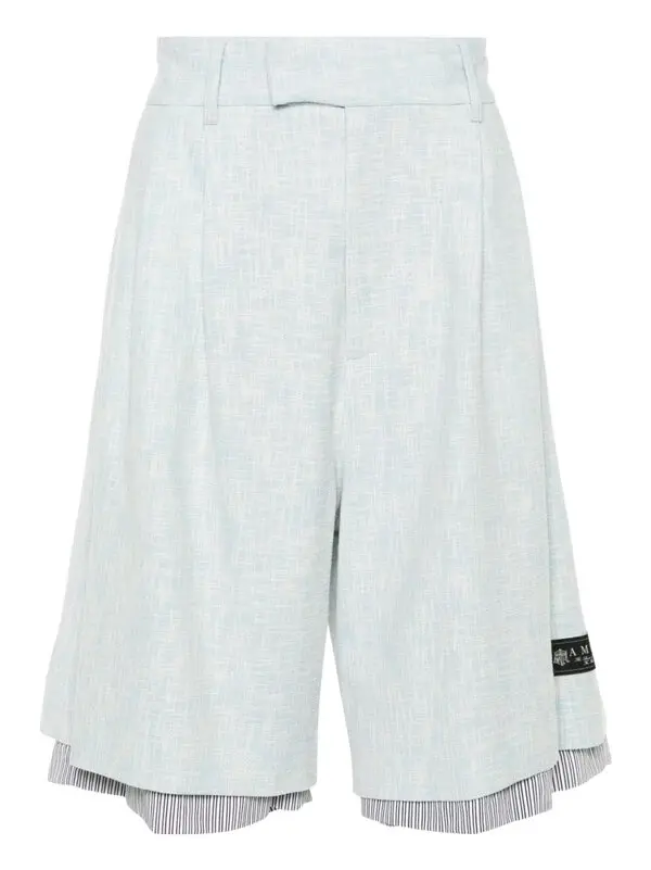 Amiri Layered Bermuda Shorts With Pleated Details - Light Blue