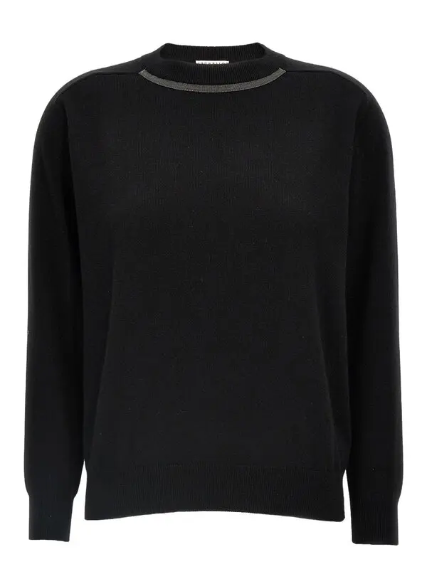 Brunello Cucinelli Crew Neck Long-sleeved Knitwear - Black