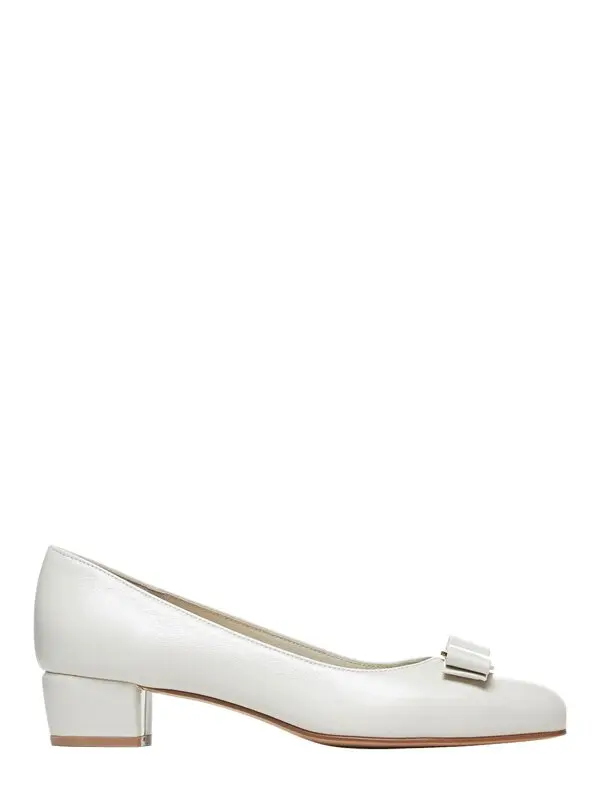 FERRAGAMO Vara Bow Low-heeled Pumps - White