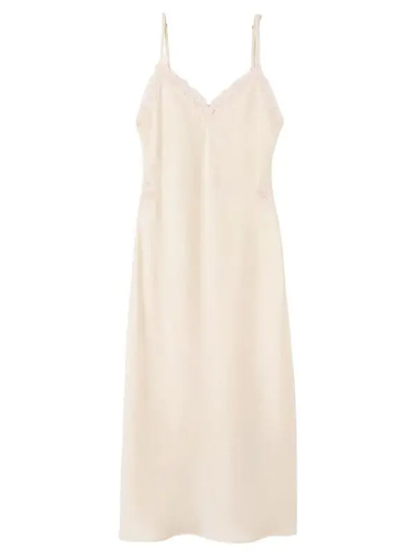 Loro Piana V-neck Midi Dress With Guipure Lace Panelling - Ivory