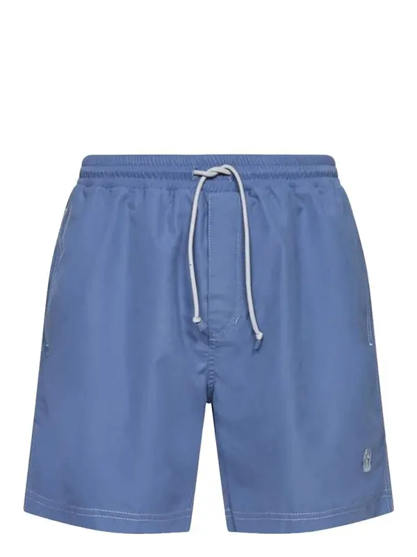 Brunello Cucinelli Logo Embroidered Swimming Shorts - Blue