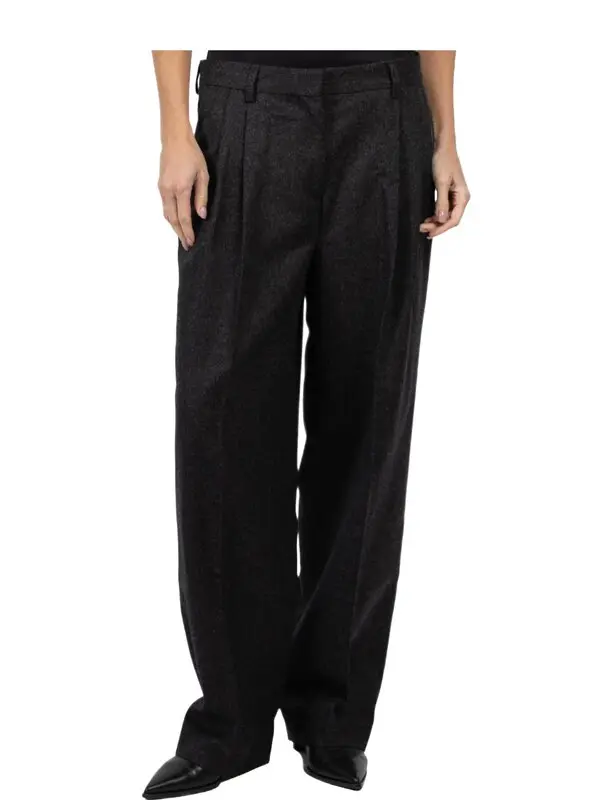 TOTEME Tailored Wide-leg Trousers With Belt Loops - Charcoal-grey