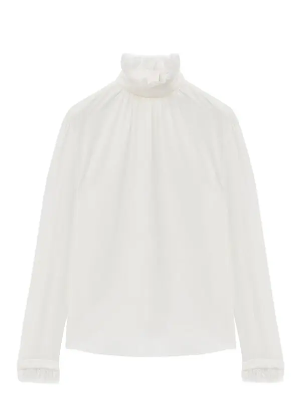 Alexander McQueen Lace Insert High Neck Top - Light Ivory