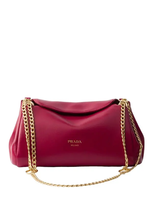 Prada Small Tumulte Nappa Leather Bag With Chain Strap - Cherry