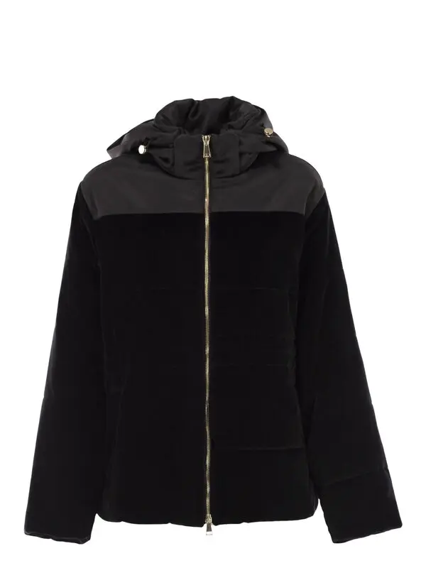Fabiana Filippi Hooded Padded Velvet Jacket - Black