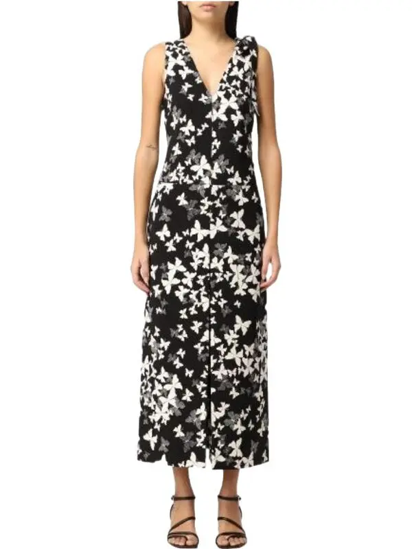 Red Valentino Sleeveless Printed Dress - Black