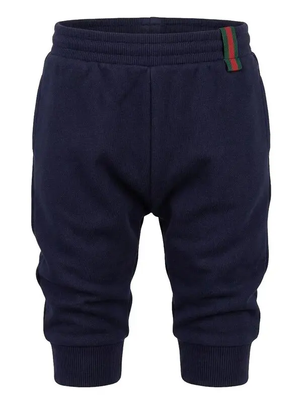 Gucci Baby Cotton Pants With Web Detail - Dark Blue