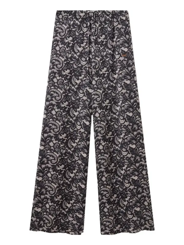 Stella McCartney Lace Print Elasticated Waistband Trousers - Black