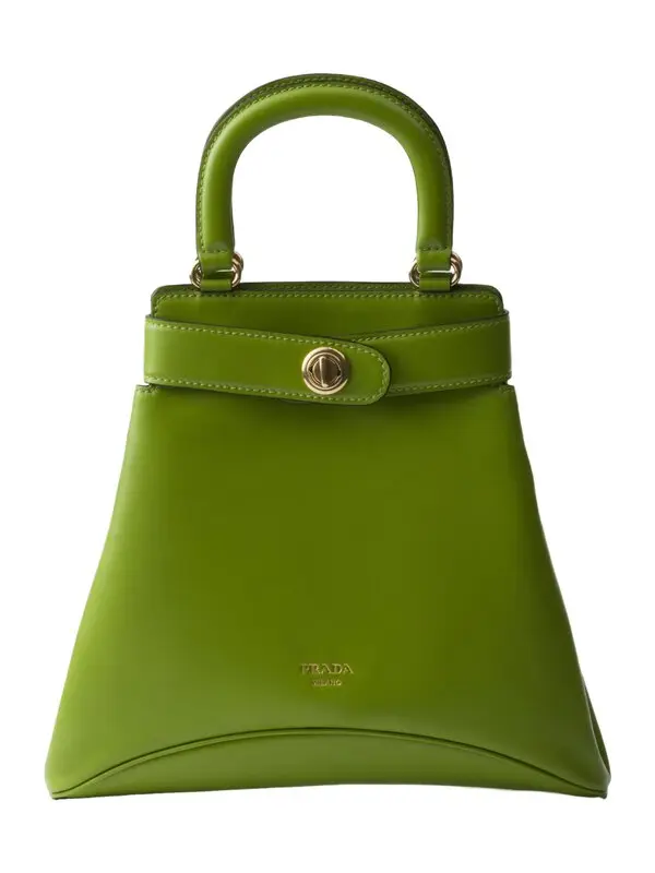 Prada Logo Stamp Top Handle Bag - Fern