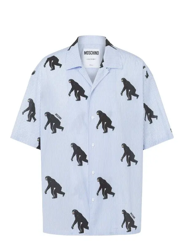 Moschino Graphic Printed Short-sleeved Shirt - Azure