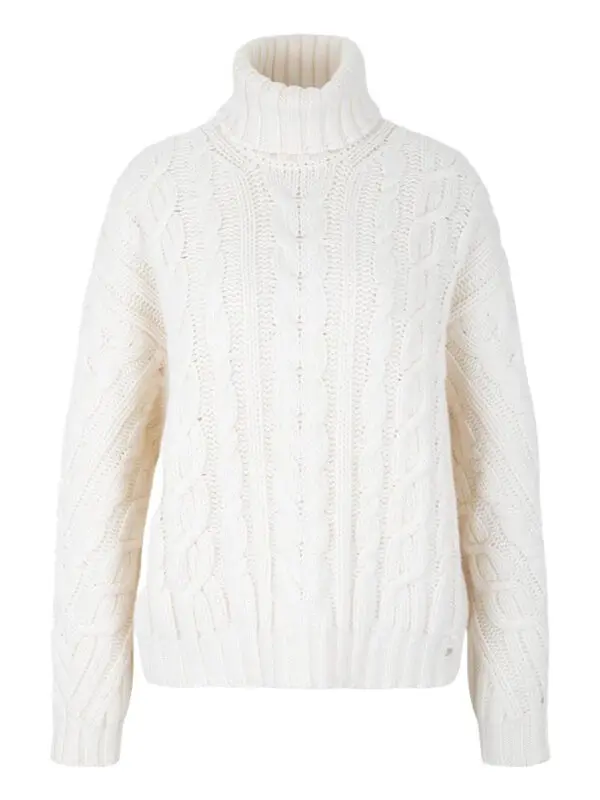 Herno Turtleneck Sweater With Cable Knit - White