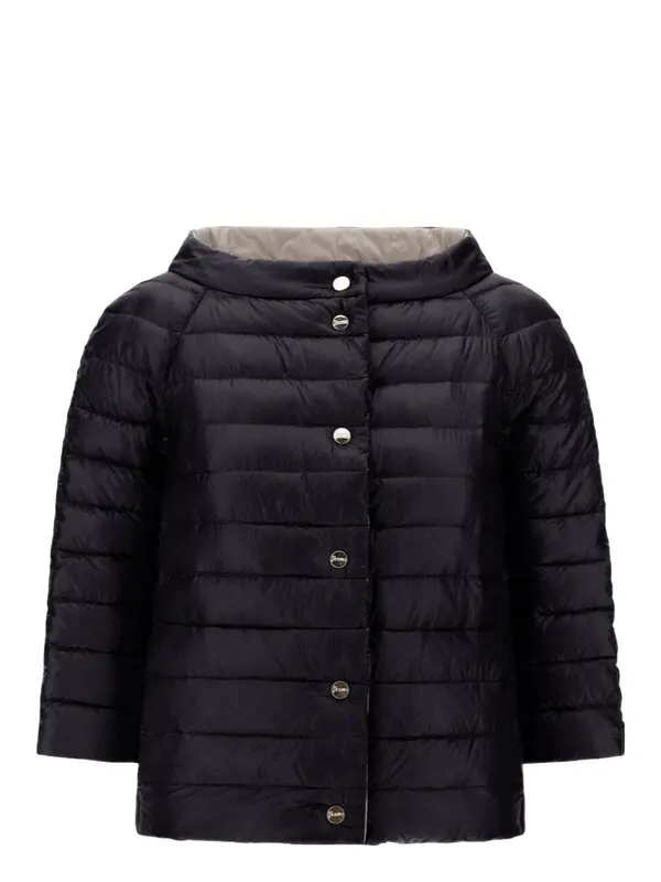 Herno Reversible Quilted Jacket With Three-quarter Sleeves - Black