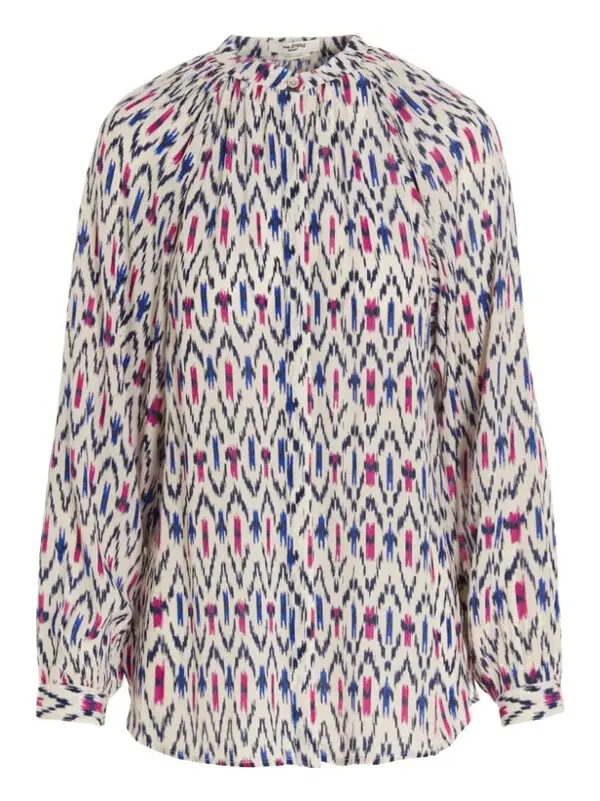 Isabel Marant Étoile Geometric Print Long-sleeve Blouse - White