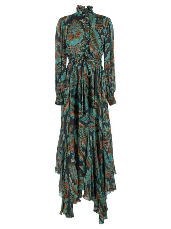 Etro Paisley Printed Pleated Maxi Dress - Multi-color