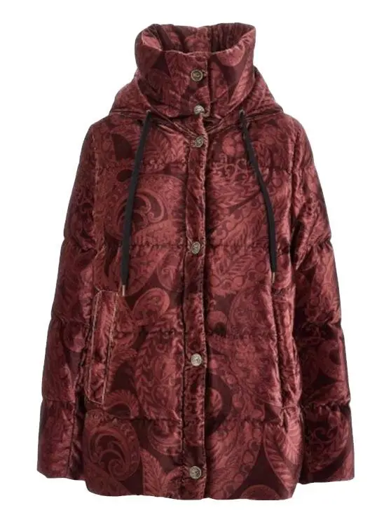 Etro Paisley-print Velvet Down Jacket - Red