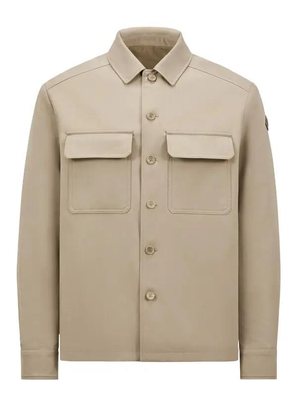 Moncler Wool Gabardine Long Sleeve Shirt - Light Brown