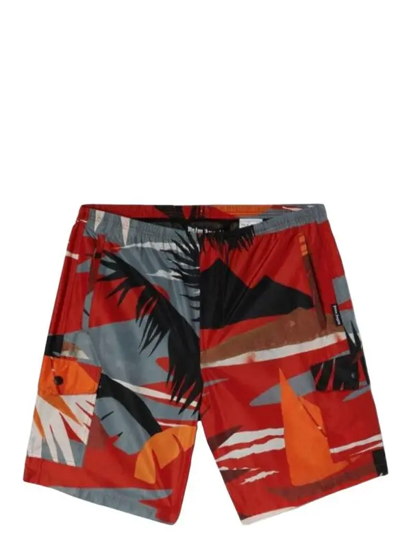 Palm Angels Printed Swim Shorts - Red