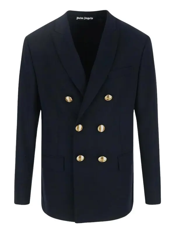 Palm Angels Embroidered Double-breasted Blazer - Black