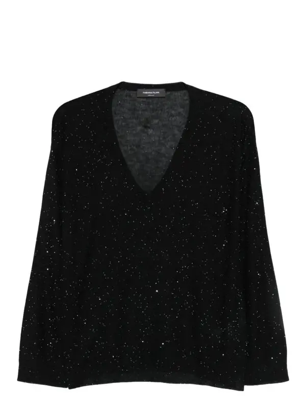 Fabiana Filippi Sequin Embellished V-neck Jumper - Black