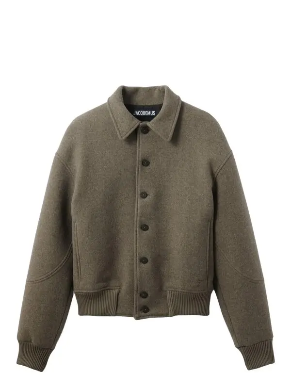 Jacquemus Feltro Logo Embroidered Bomber Jacket - Green