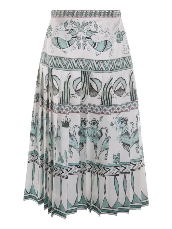 Fabiana Filippi Graphic Printed Pleated Midi Skirt - Gray