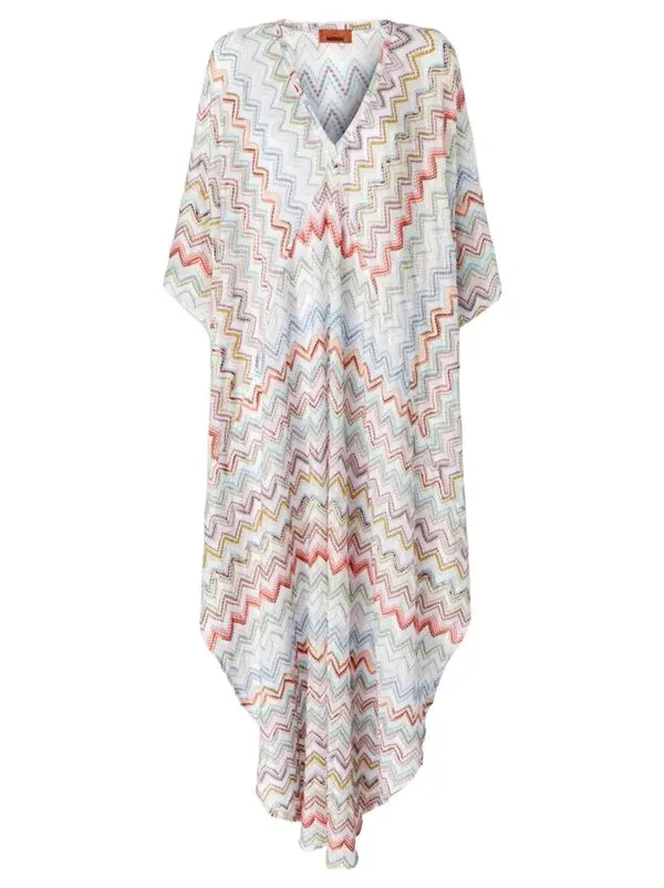Missoni Zigzag-woven V-neck Maxi Dress - White