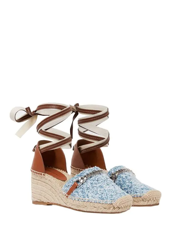Stella McCartney Espadrille Wedge Sandals With Chain Detail - Brown