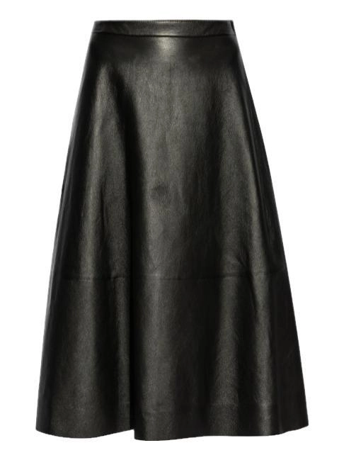 Balenciaga A-line Draped Leather Skirt - Black