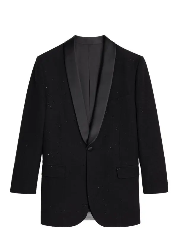 Celine Sequined Grain De Poudre Tuxedo Jacket - Black