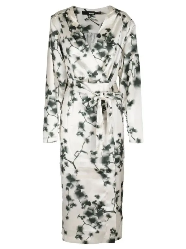 ROTATE BY BIRGER CHRISTENSEN Abstract Floral-print V-neck Midi Dress - No